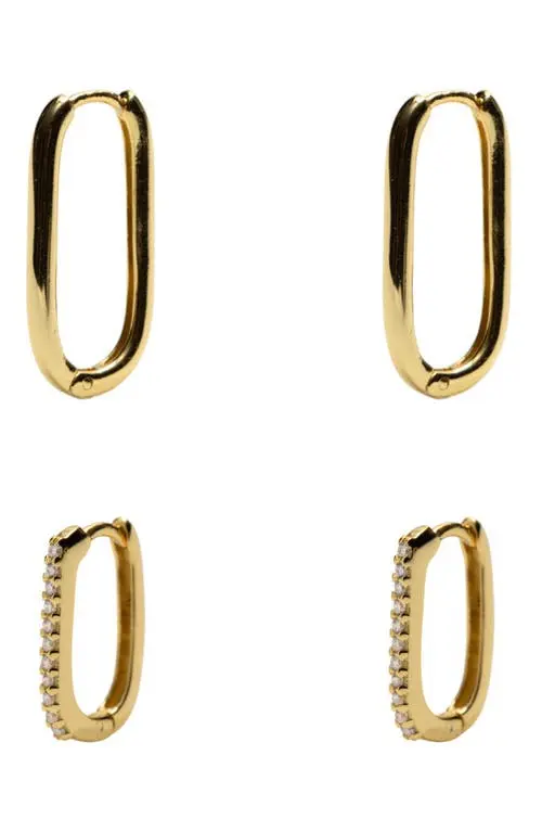Argento Vivo Mismatched Oblong Hoop Earrings - Gold