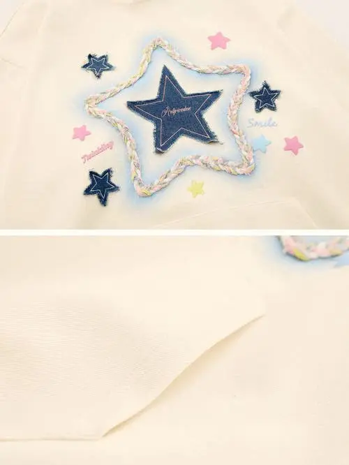 AELFRIC EDEN Denim Star Applique Hoodie