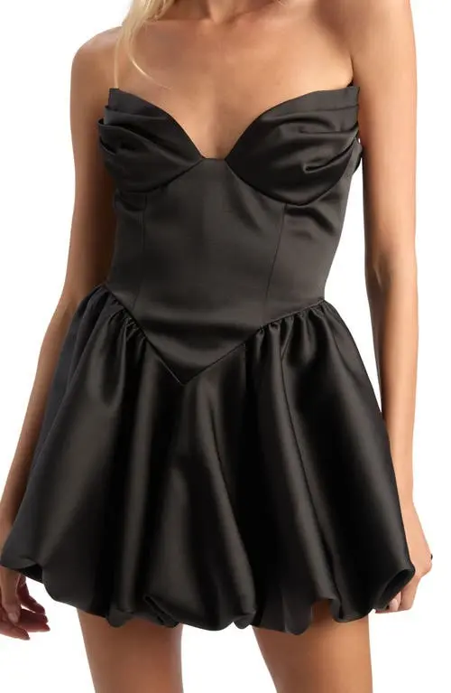 Bardot Avella Strapless Bubble Hem Minidress - Black