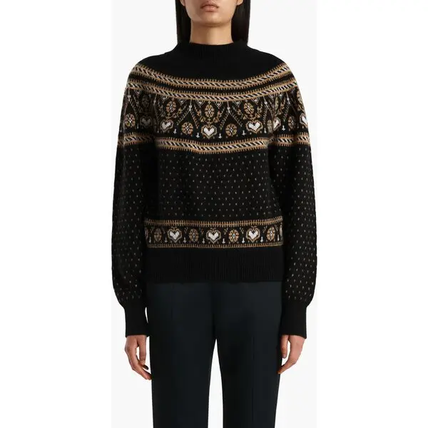 Khaite Guy Fair Isle Cashmere Sweater - Black/camel Multi