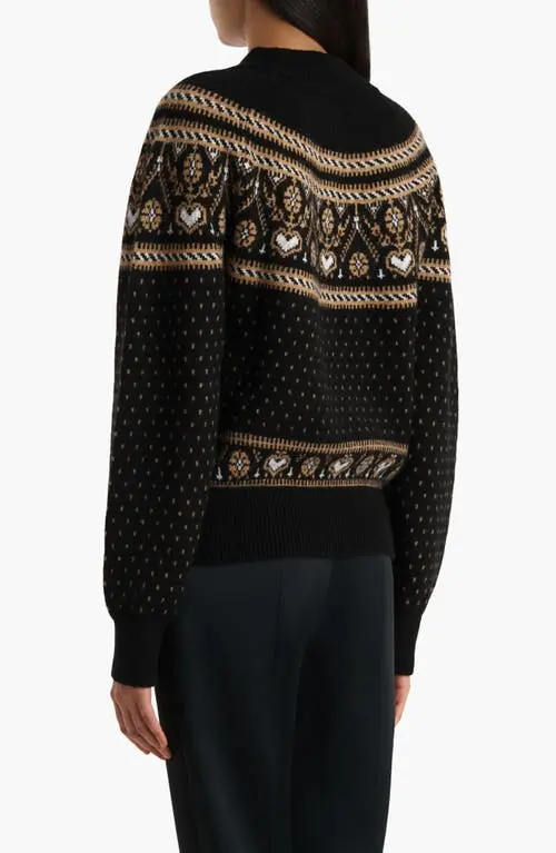 Khaite Guy Fair Isle Cashmere Sweater - Black/camel Multi