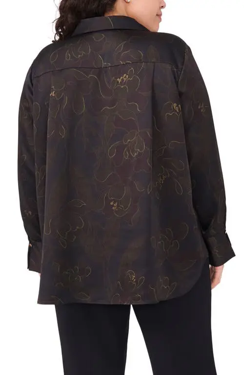 Halogen Metallic Floral Satin Charmeuse Top