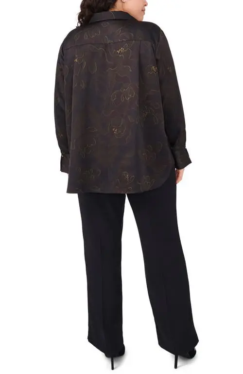 Halogen Metallic Floral Satin Charmeuse Top