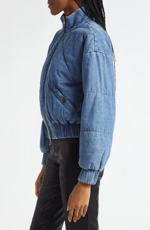 L'Agence Ryah Quilted Denim Bomber Jacket