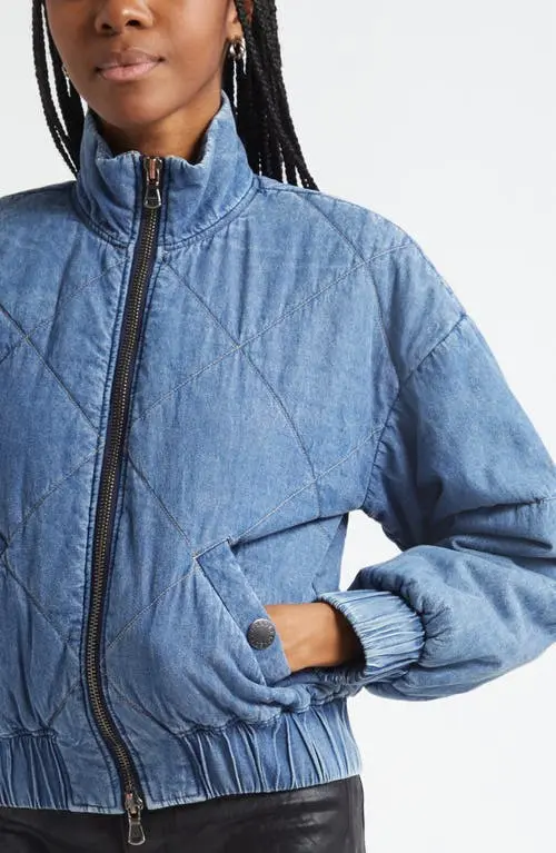 L'Agence Ryah Quilted Denim Bomber Jacket