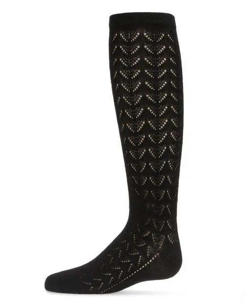 MEMOI Pelerine Knee High Cotton Blend Socks - Black