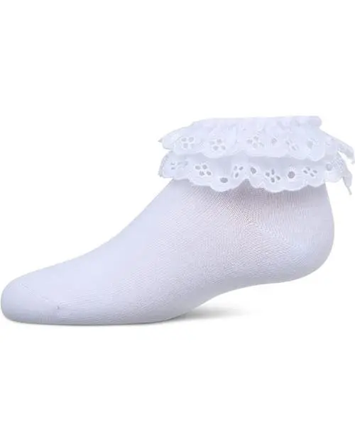 MEMOI Eyelet Lace Anklet Socks - White