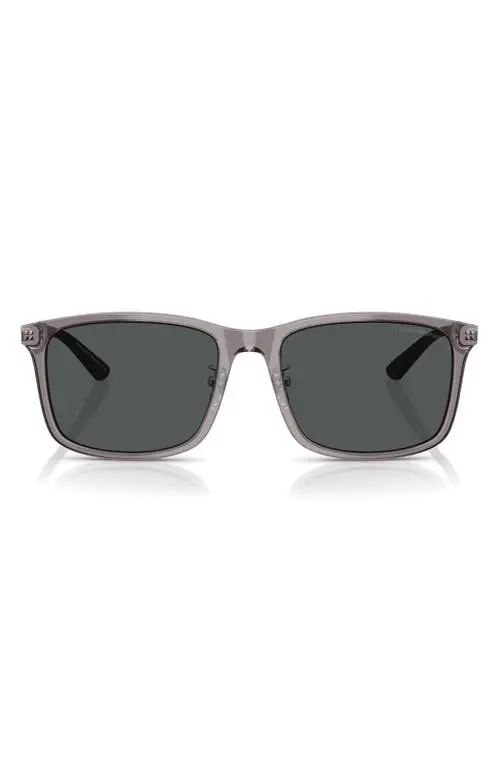 Emporio Armani 57mm Square Frame Sunglasses - Shiny Grey/dark Grey