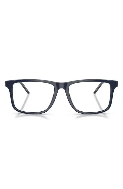 Emporio Armani 55mm Square Full Rim Optical Glasses - Shiny Blue/demo Lens