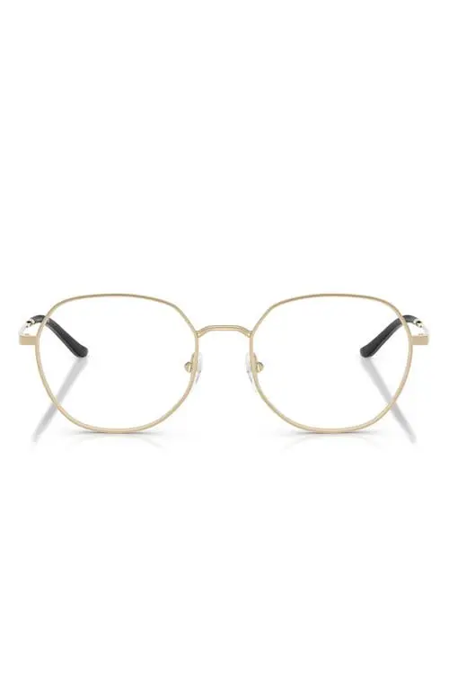 Emporio Armani 54mm Round Optical Glasses - Shiny Pale Gold/demo Lens