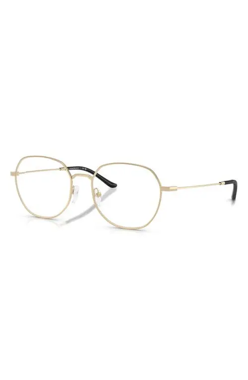 Emporio Armani 54mm Round Optical Glasses - Shiny Pale Gold/demo Lens
