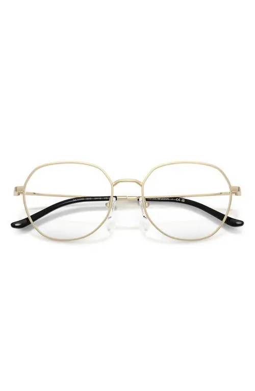 Emporio Armani 54mm Round Optical Glasses - Shiny Pale Gold/demo Lens