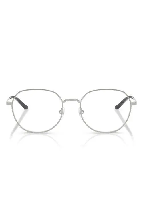 Emporio Armani 54mm Round Optical Glasses - Shiny Silver/demo Lens