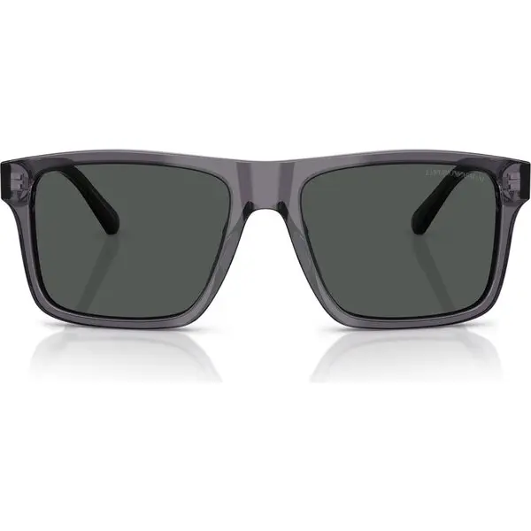 Emporio Armani 57mm Square Frame Sunglasses - Transparent Dark Grey/smoke
