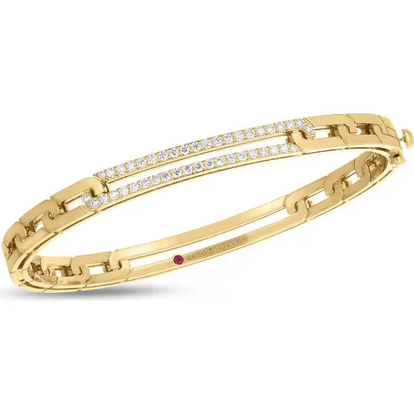 Roberto Coin Diamond Pavé Extended Link Bangle Bracelet - Yellow