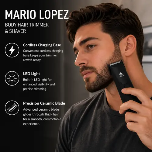 PURSONIC Mario Lopez Wireless Body Hair Trimmer & Shaver