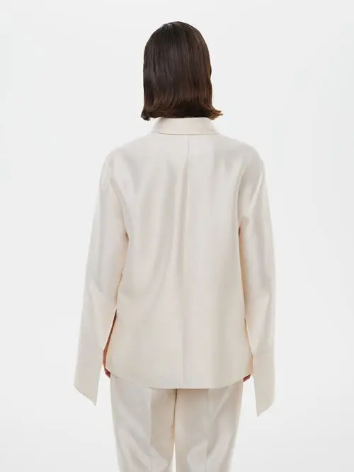 ALAS Silk-wool Blend Fitted Shirt - Cream White