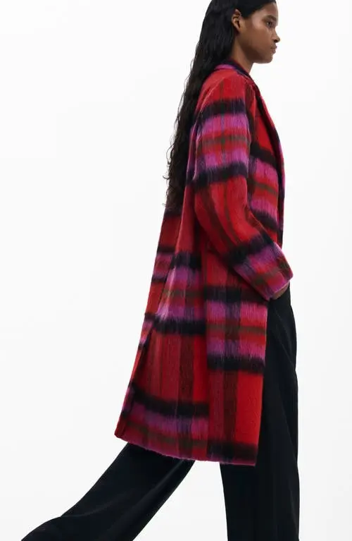 Desigual Tartan Plaid Wool-blend Coat