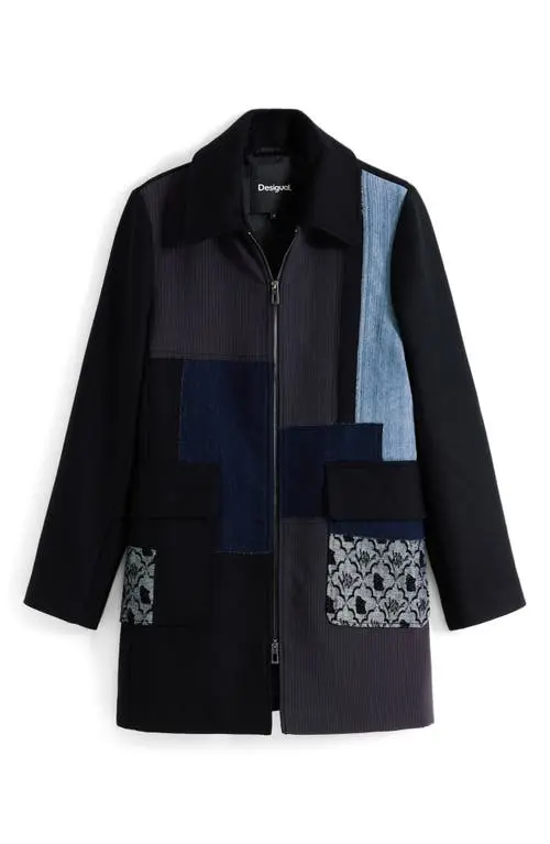 Desigual Patchwork Wool Overcoat