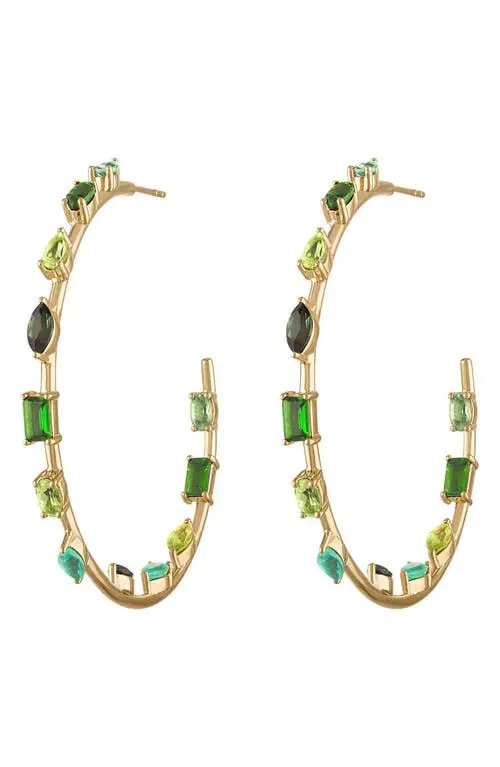 EDEN PRESLEY Large Goddess Sapphire Hoop Earrings - Yellow Gold