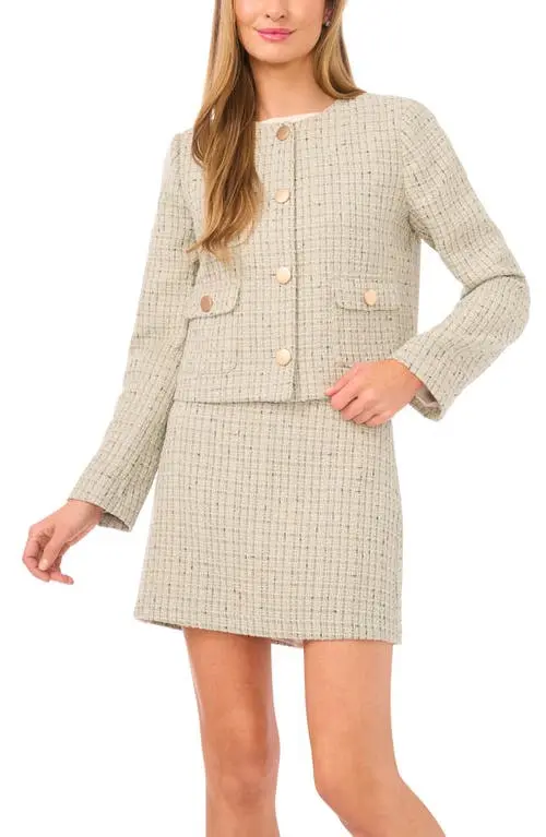 Halogen Metallic Tweed Jewel Collar Jacket