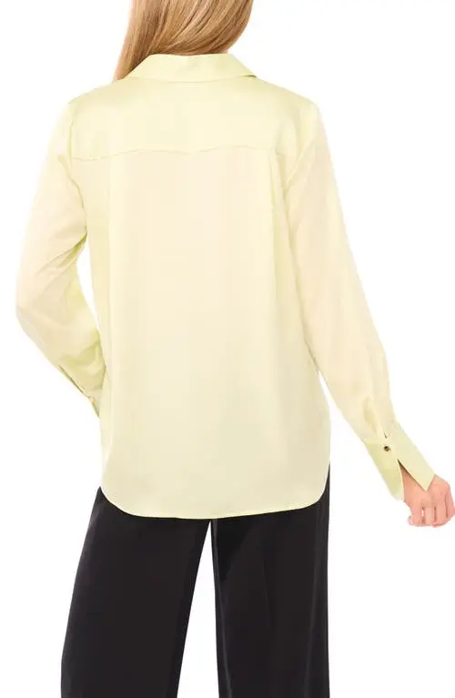 Halogen Collared Charmeuse Popover Top - White Jade