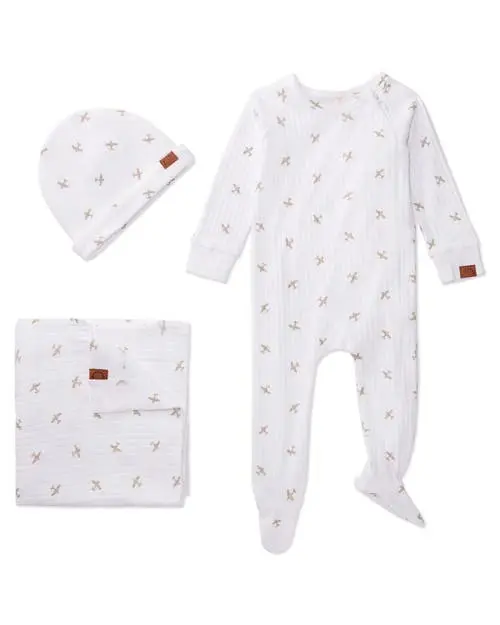 MINIMOI 3-piece Ribbed Cotton Footie Set - Winter White