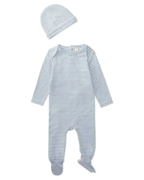 MINIMOI Striped Footie Set - Ice Blue