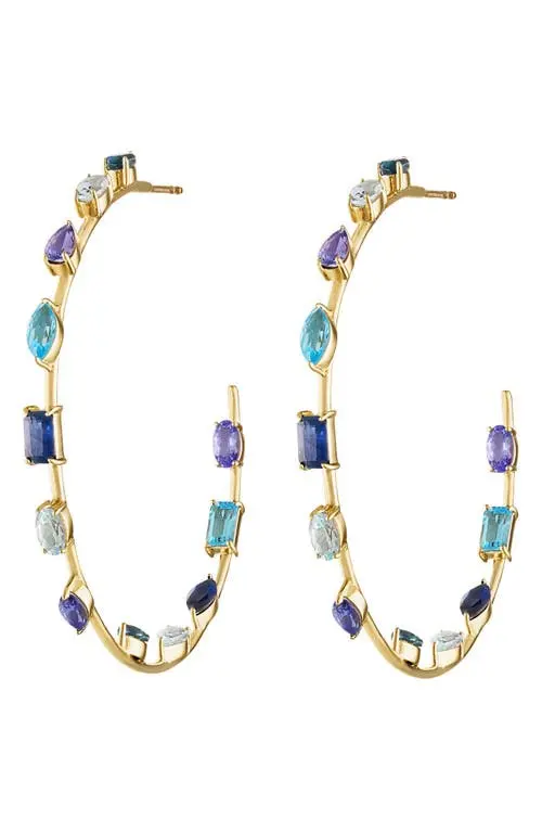 EDEN PRESLEY Large Goddess Sapphire Hoop Earrings - Yellow Gold