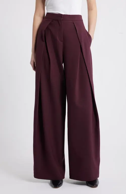 Mango Laura Pleated Wide Leg Pants - Maroon