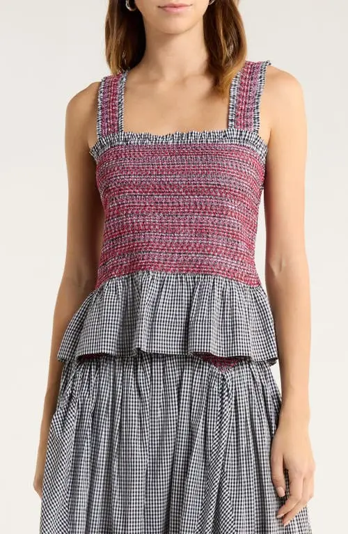 DAMSON MADDER Ami Smocked Organic Cotton Peplum Camisole