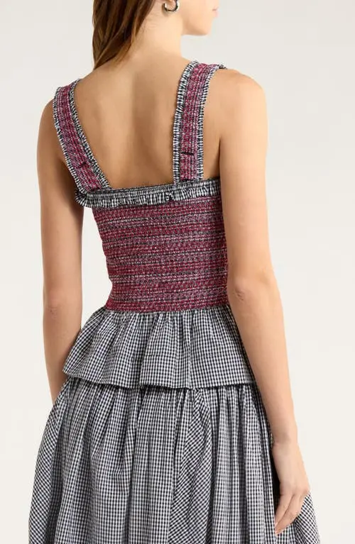 DAMSON MADDER Ami Smocked Organic Cotton Peplum Camisole