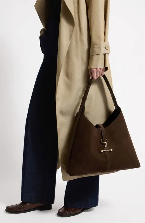 Strathberry Large Kite Suede Hobo Bag - Chocolate