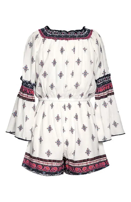 Truly Me Printed Romper - White Multi