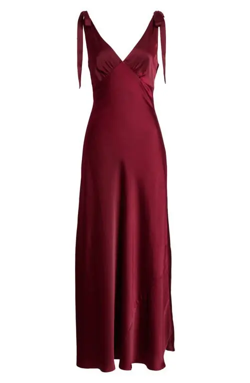 WAYF Ottilie Tie-strap Gown - Burgundy