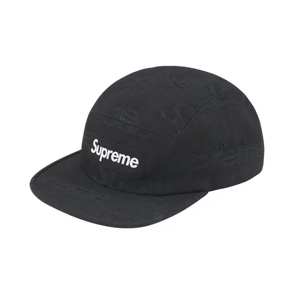 Supreme Jacquard Logos Denim Camp Cap - Black