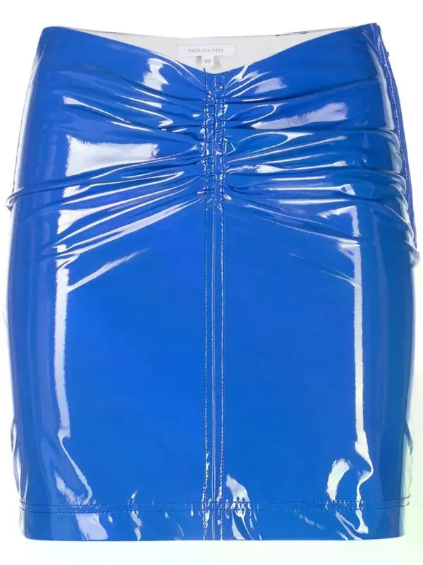 Patrizia Pepe High-shine Gathered Mini Skirt - Blue