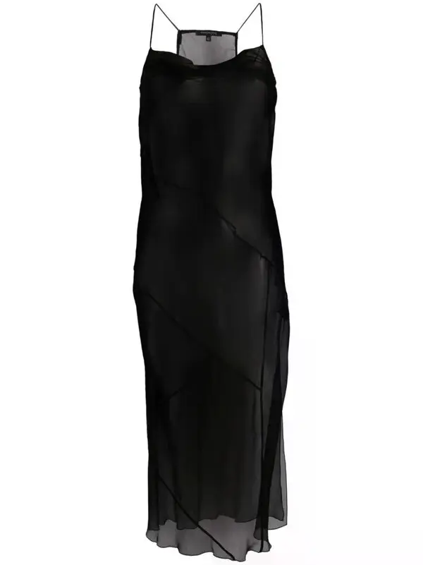 Patrizia Pepe Sheer Silk Slip Dress - Black