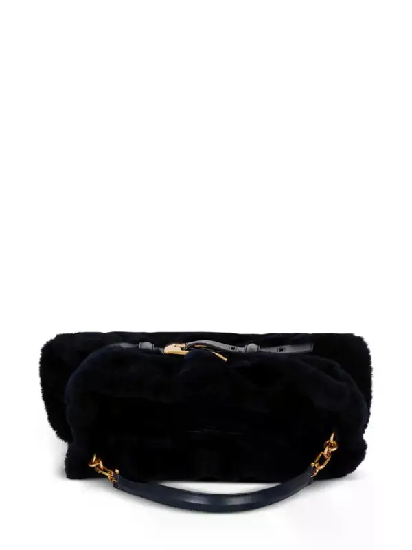 Balmain Medium Anthem Shearling Shoulder Bag - Blue