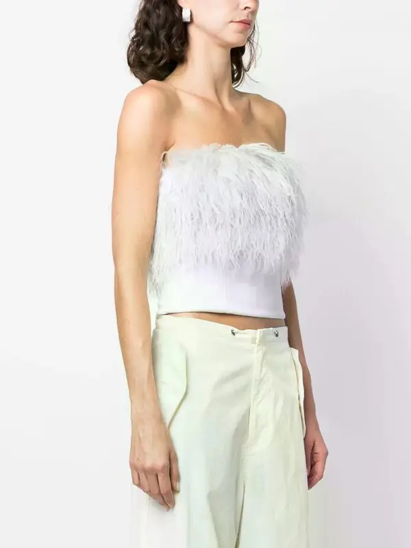 Patrizia Pepe Fur-detailing Strapless Top