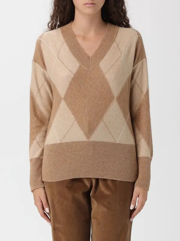 Lorena Antoniazzi Argyle V-neck Pullover - Brown