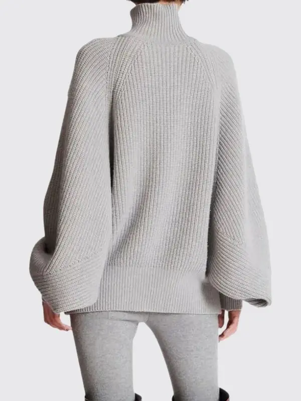 Balmain Ribbed Mock Neck Sweater - Grey