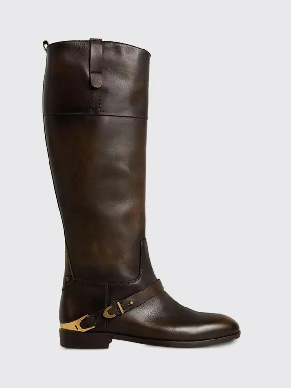 GOLDEN GOOSE Knee High Boots With Gold Tone Detailing - Brown
