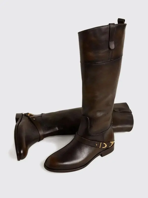 GOLDEN GOOSE Knee High Boots With Gold Tone Detailing - Brown