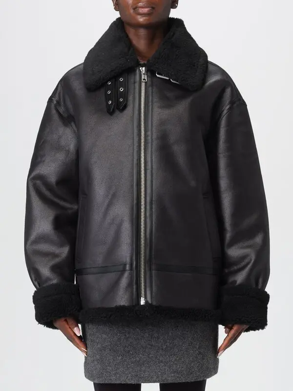 DUNST Shearling Aviator Jacket - Black