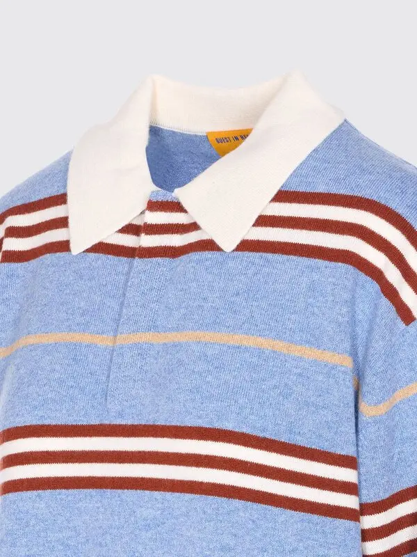 Guest In Residence Striped Knit Polo Shirt - Blue