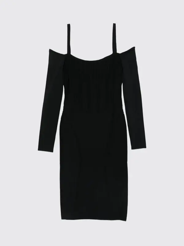 MUGLER Long Sleeve Cold Shoulder Midi Dress