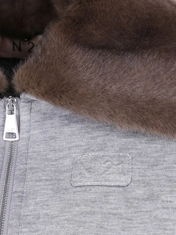 N° 21 Zip-up Sweatshirt With Fur Collar