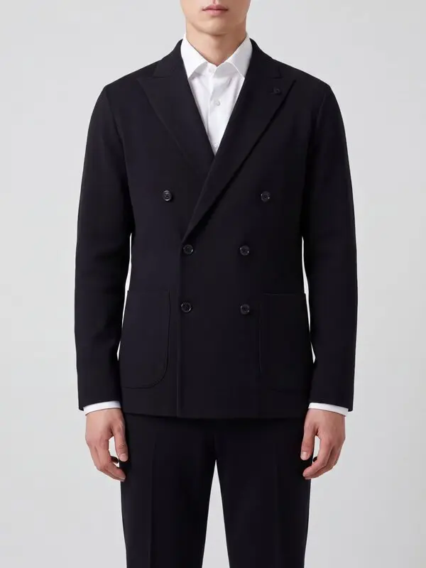 LARDINI Double Breasted Jacket - Black
