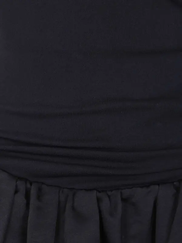 Magda Butrym High Neck 3/4 Sleeve Dress With Gathered Skirt